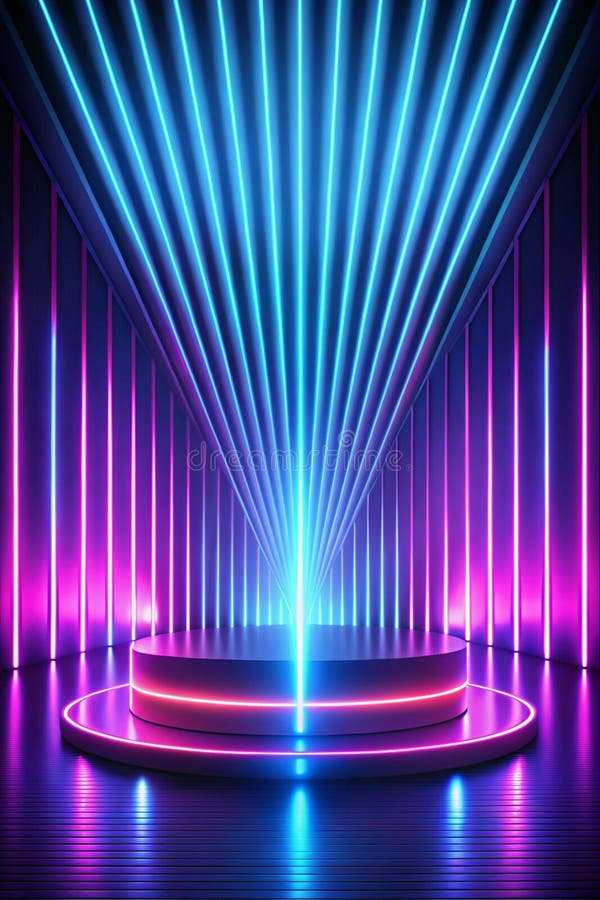 Product Showcase Background with Neon Lights and Rays Stock ...