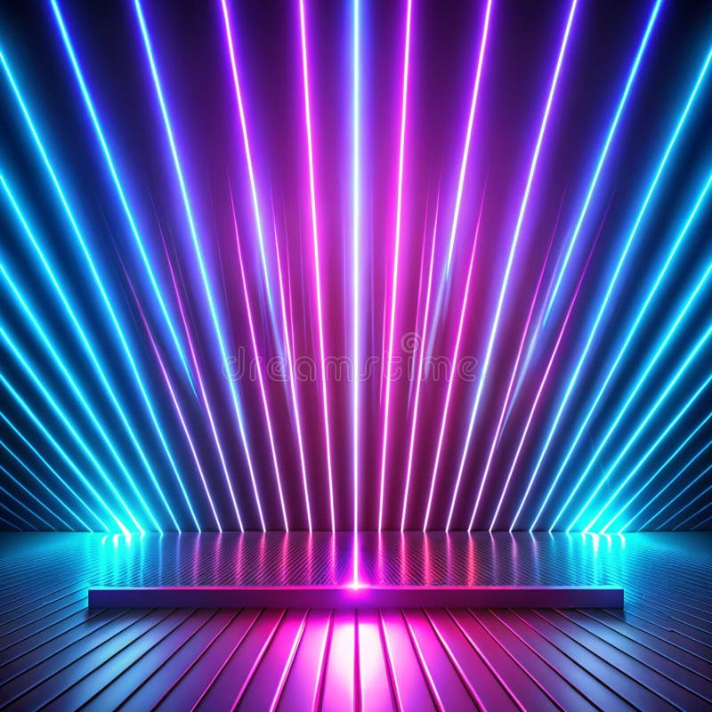 Product Showcase Background with Neon Lights and Rays Stock ...