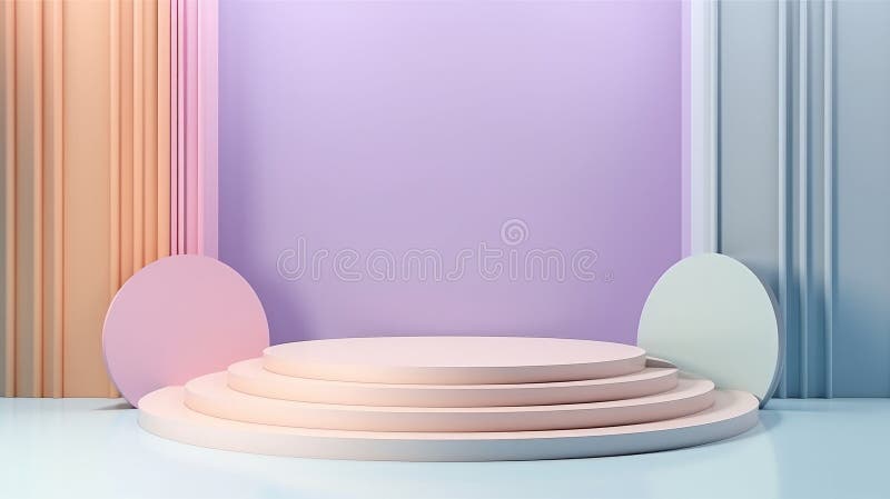 Product Showcase Podium Stand in Light Rose and Blue Colour 3d Render ...