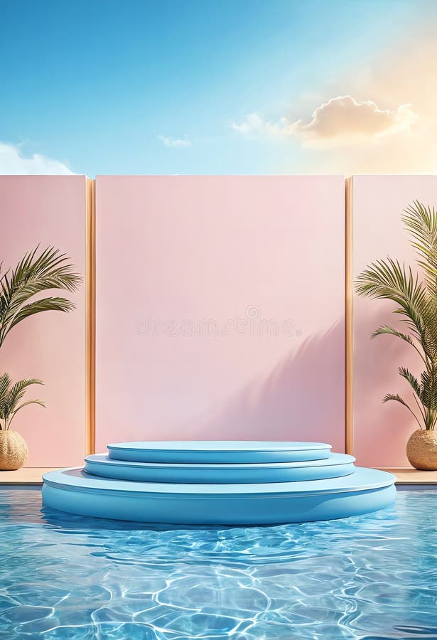 Product Showcase Podium on Swimming Pool Water Stock Illustration ...