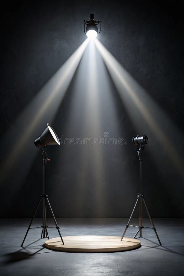 Product Showcase with Spotlight in Black Studio Room Background Stock ...