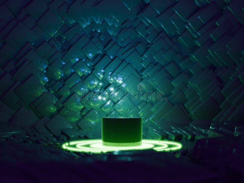 Product Stand Pedestal with Neon Lights in the Dark, Template. Digital ...