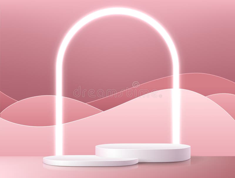 Product Stand. Realistic Minimalistic Empty White Platform Render ...