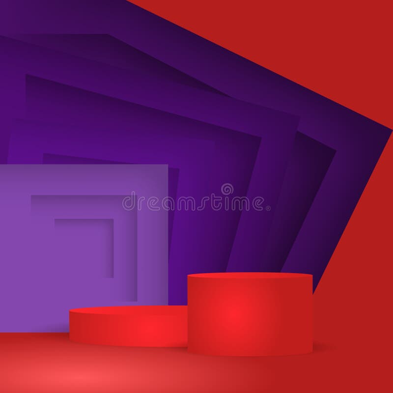 Product Stand Red Display with Purple Abstract Shape Design Background ...