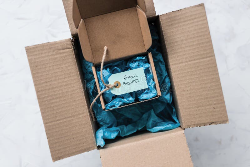 Product Tag with Small Business Text Inside Ofsmaller Delivery Parcel ...