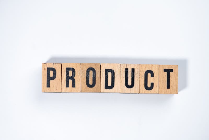 ` PRODUCT ` Text Made of Wooden Cube on White Background Stock Photo ...