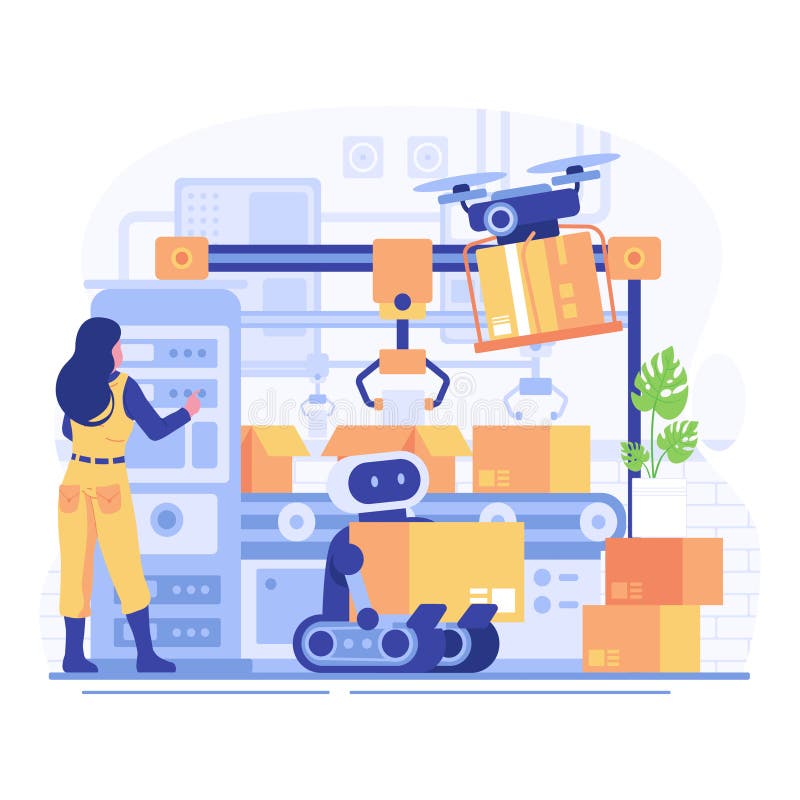 Warehouse Workers Working on Production Line. Warehouse Workers Making ...