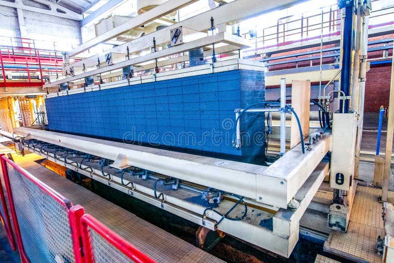 Production of Aerated Concrete Blocks at Factory Processing Step Stock ...