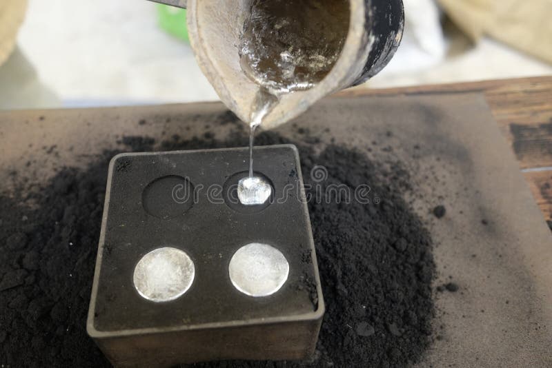 Production of Aluminum Coins Stock Image - Image of melted, metal ...