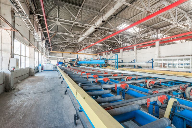 Production of Aluminum Profiles for Windows and Doors Stock Image ...