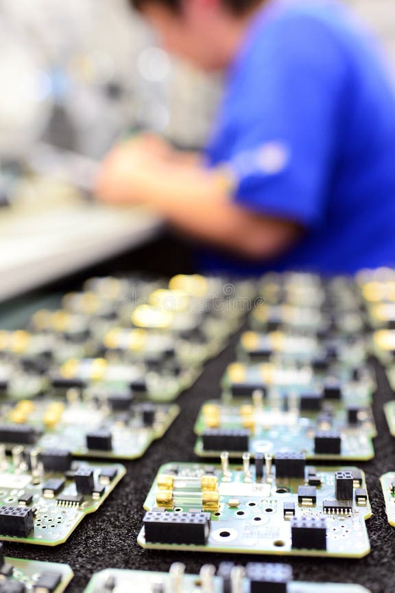 Production and Assembly of Microelectronics in a Hi-tech Factory Stock Image - Image of closeup ...