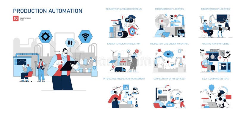 Production Automation. Flat Vector Illustration Stock Vector - Illustration of intelligence ...
