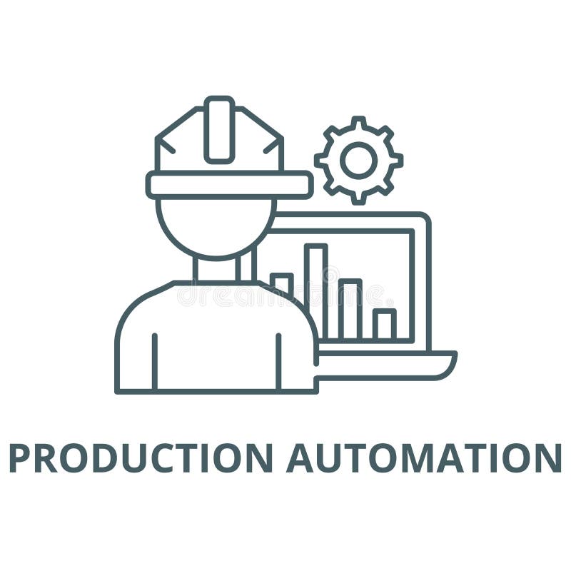 Production Automation Vector Line Icon, Linear Concept, Outline Sign ...