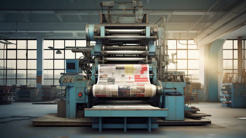 Production Big Printing Press Stock Illustration - Illustration of ...