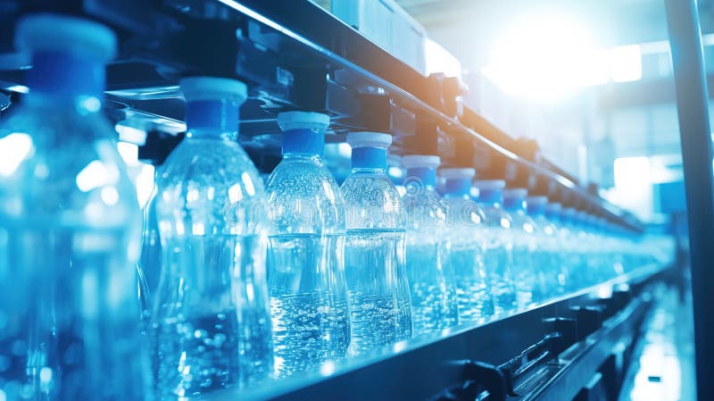 Production of Bottled Water at the Factory Stock Illustration ...