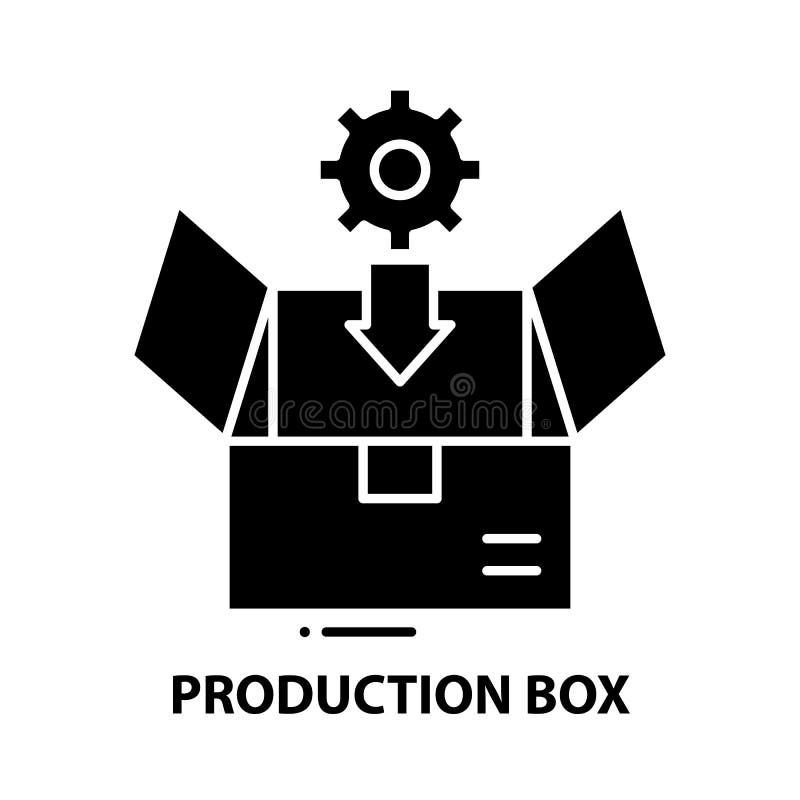 Production Box Icon, Black Vector Sign with Editable Strokes, Concept ...
