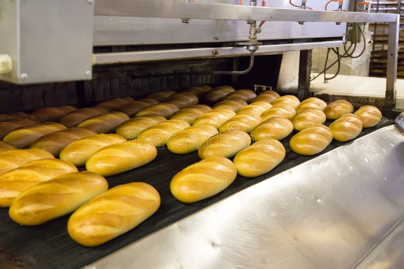 Production of Bread in Factory Stock Image - Image of heat, bakehouse ...