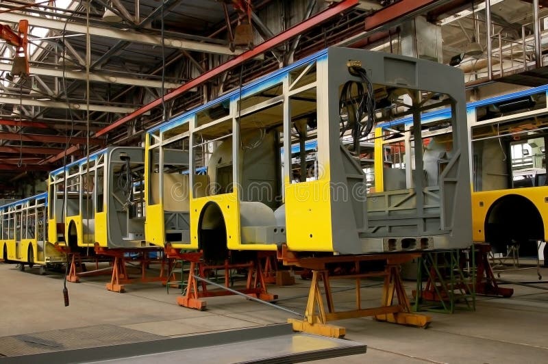 School Bus in the shop stock image. Image of motor, chassis - 21859219