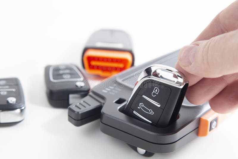 Production of Car Keys, Programming of Car Keys and Repair Stock Photo ...