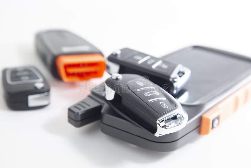 Production of Car Keys, Programming of Car Keys and Repair Stock Photo ...