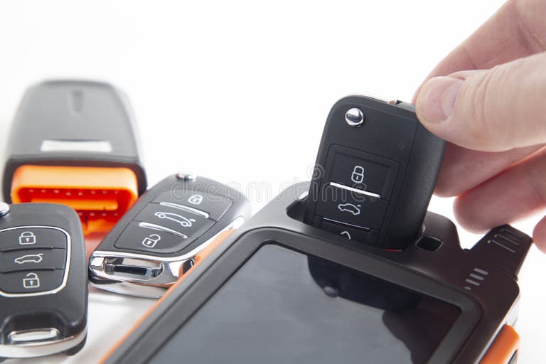 Production of Car Keys, Programming of Car Keys and Repair Stock Photo ...