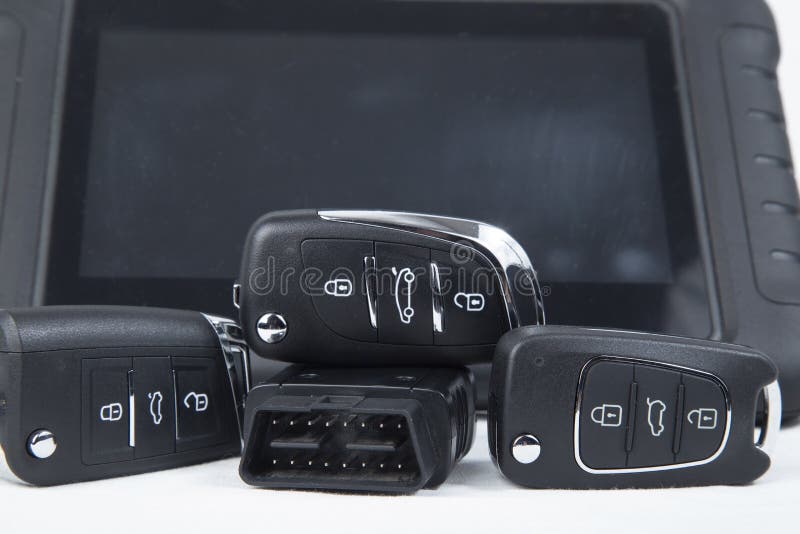Production of Car Keys, Programming of Car Keys and Repair Stock Photo ...