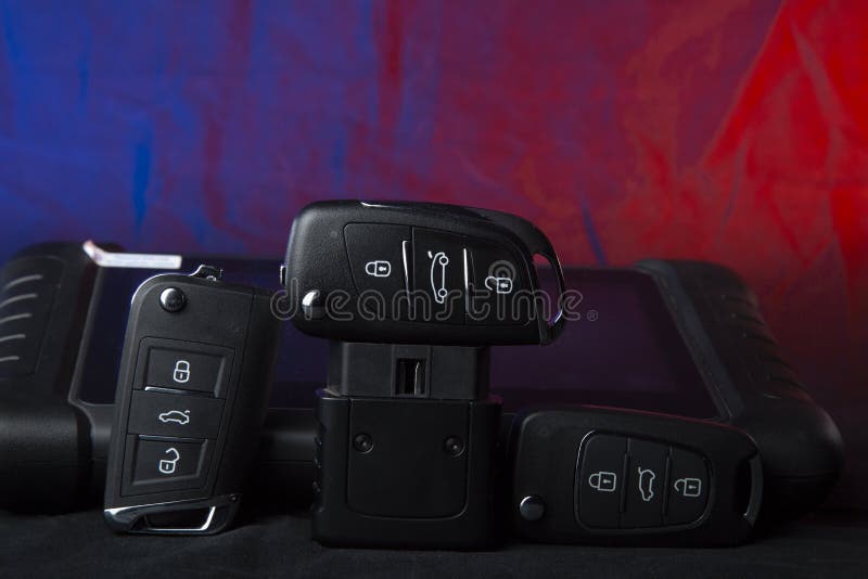Production of Car Keys, Programming of Car Keys and Repair Stock Image ...