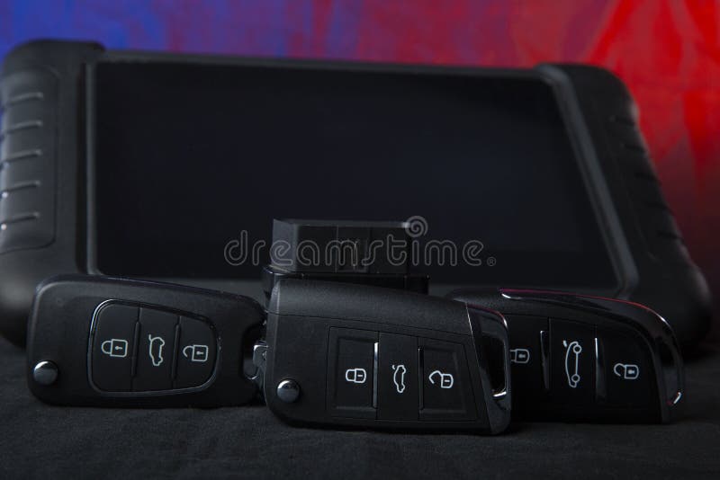 Production of Car Keys, Programming of Car Keys and Repair Stock Photo ...