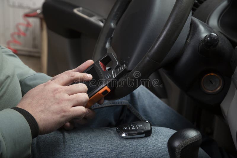 Production of Car Keys, Programming of Car Keys and Repair Stock Image ...