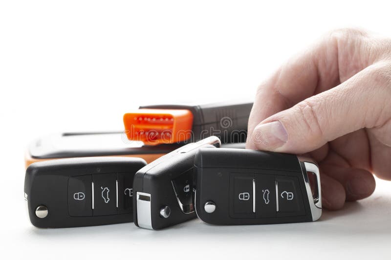 Production of Car Keys, Programming of Car Keys and Repair Stock Photo ...