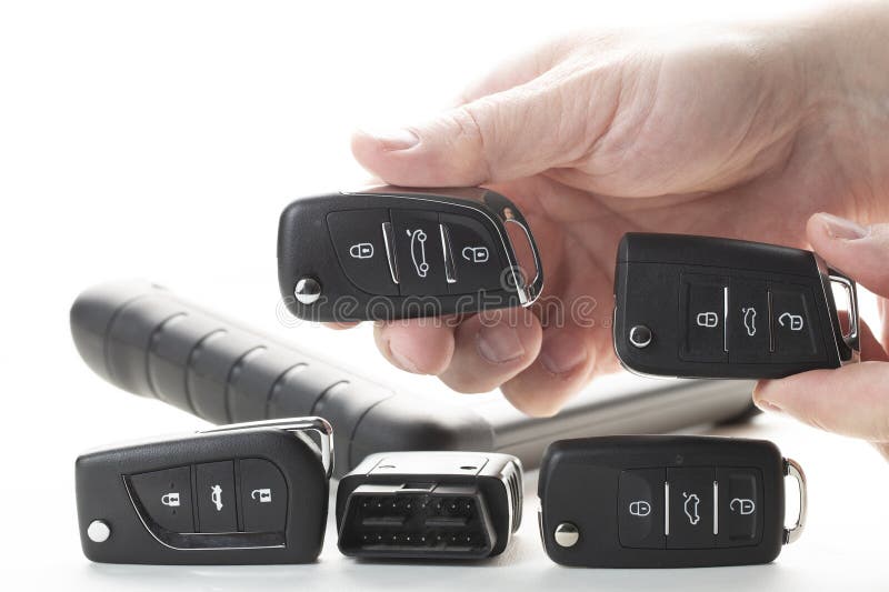 Production of Car Keys, Programming of Car Keys and Repair Stock Image ...