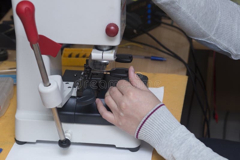 Production of Car Keys on a Specialized Key Machine Stock Image - Image ...