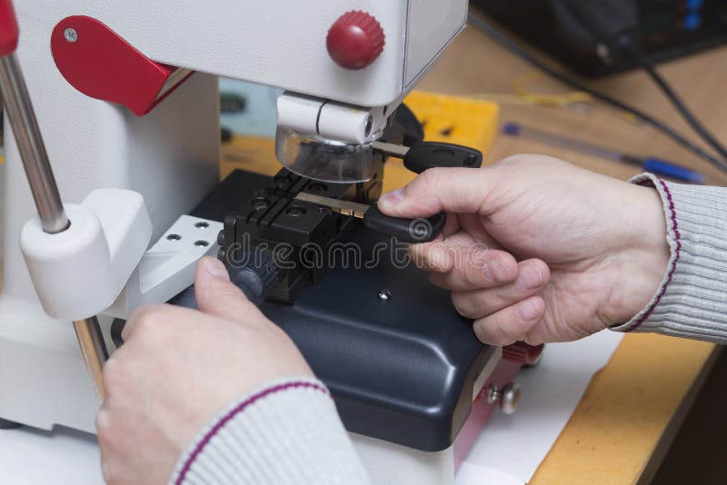 Production of Car Keys on a Specialized Key Machine Stock Image - Image ...