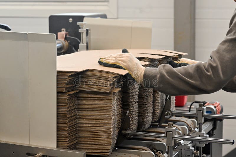 Production of Cardboard Packaging Stock Image - Image of design ...