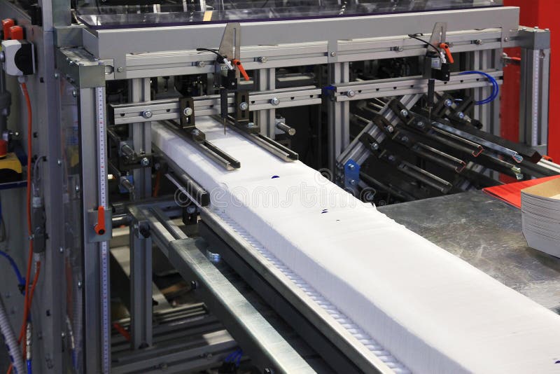 Production of Cardboard Packaging Stock Image - Image of cutting ...