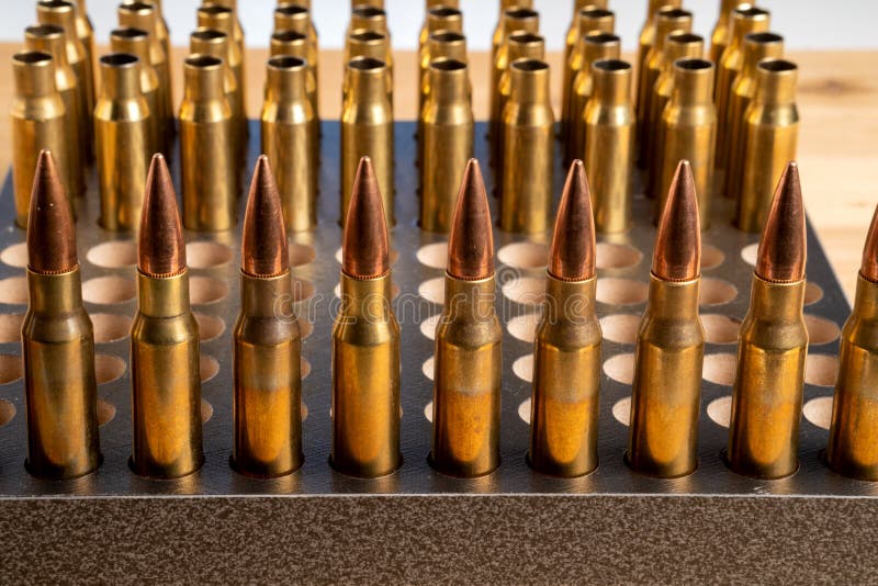 Production of Cartridges for a Rifle, Reload. Empty Shells and ...