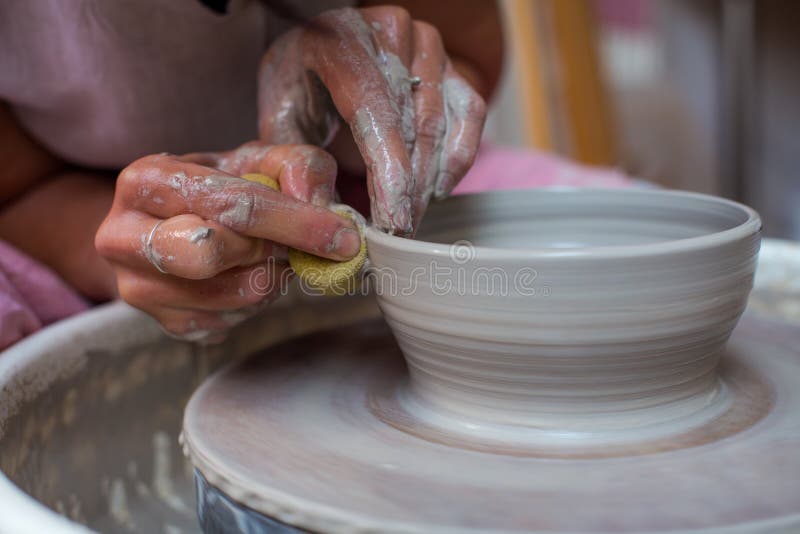 Production of Ceramic Work in the Workshop Stock Image - Image of ...