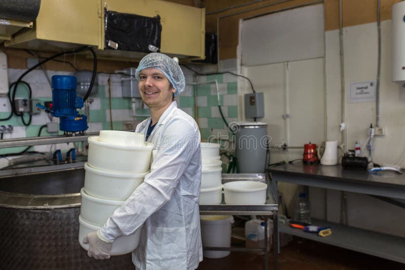 Production of Cheese in Dairy, Worker with Forms Stock Image - Image of ...