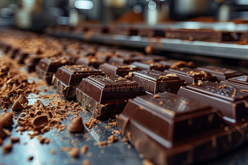 Production of Chocolate Bars Confectionery Factory Stock Image - Image ...