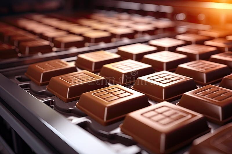 Production of Chocolate Bars Confectionery Factory Stock Image - Image ...