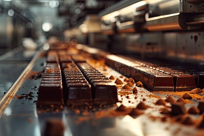Production of Chocolate Bars Confectionery Factory Stock Image - Image ...