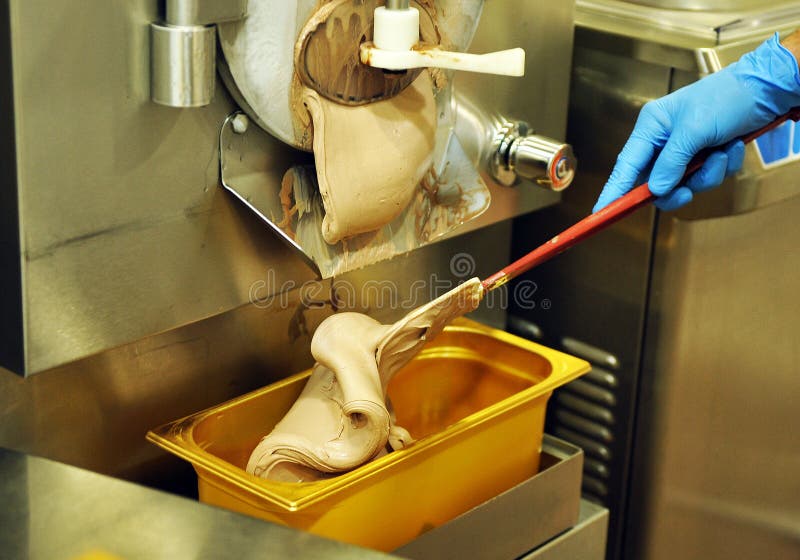 Production of Chocolate Ice Cream Stock Image - Image of manufacturing ...