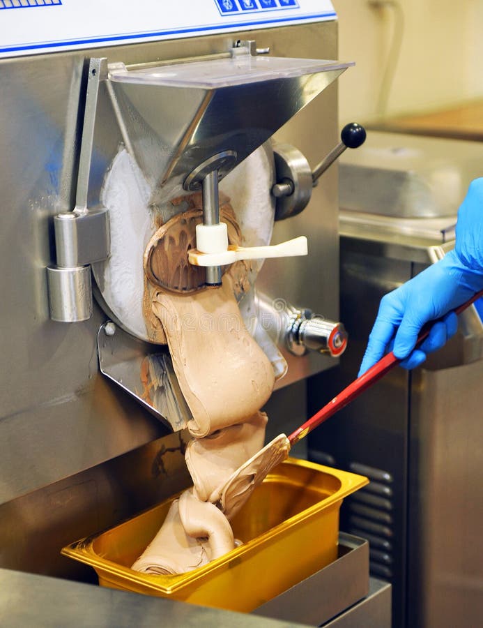 Production of Chocolate Ice Cream Stock Image - Image of milk ...