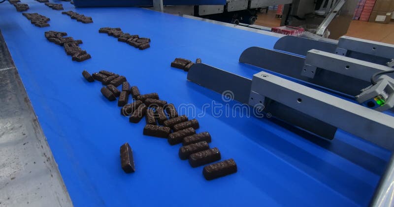 Production of Chocolates. Automated Chocolate Production Line at the ...