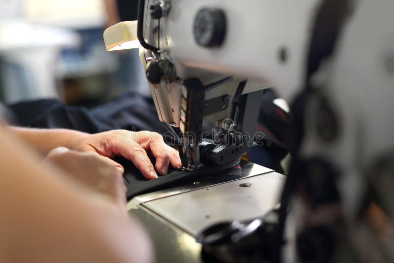 Production of Clothes, Sewing on a Machine Stock Image - Image of ...