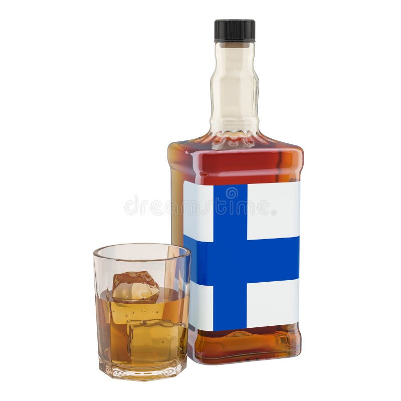 Production and Consumption of Alcohol Drinks in Finland, Concept. 3D ...