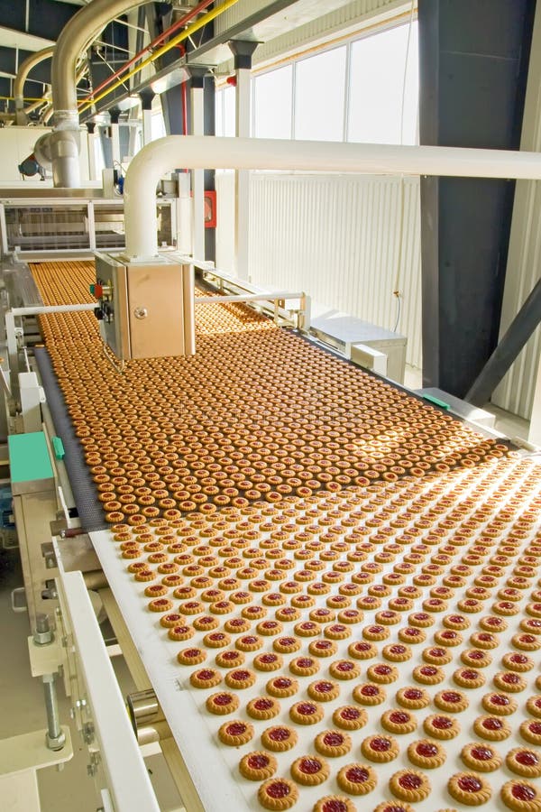 Production Cookie in Factory Stock Image - Image of bake, group: 16063261
