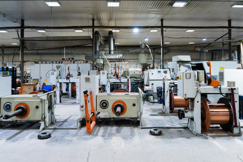 Production of Copper Wire, Bronze Cable in Reels at Factory Stock Image ...