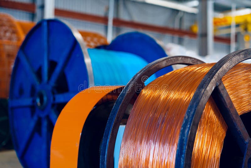 Production of Copper Wire, Cable in Reels at Factory. Cable Factory ...