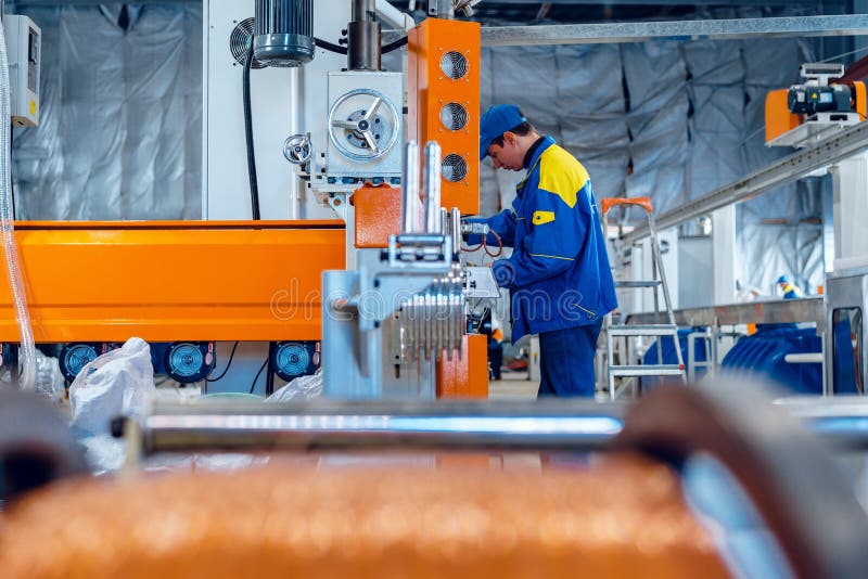 Production of Copper Wire, Cable in Reels at Factory. Cable Factory ...